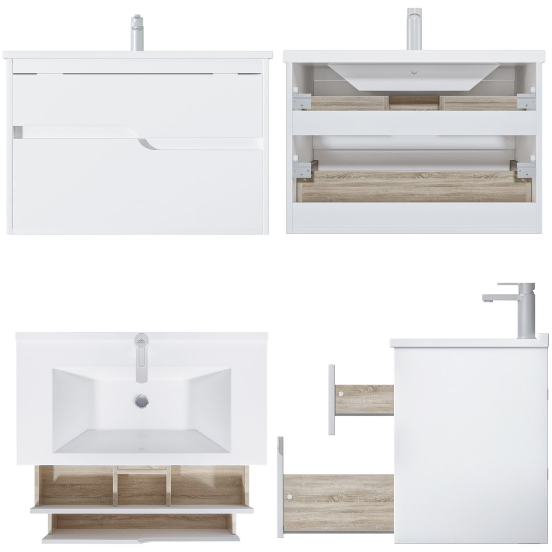 3D Furniture Set Modena 65-85-100 Gloss White - TurboSquid 2185380