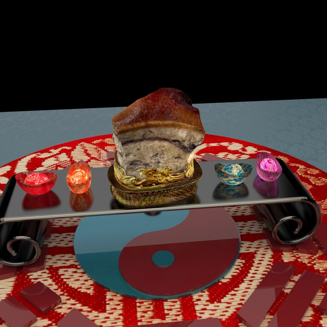 Chinese Meat Shaped Stone And Gold Ingot 3D Model - TurboSquid 2246601