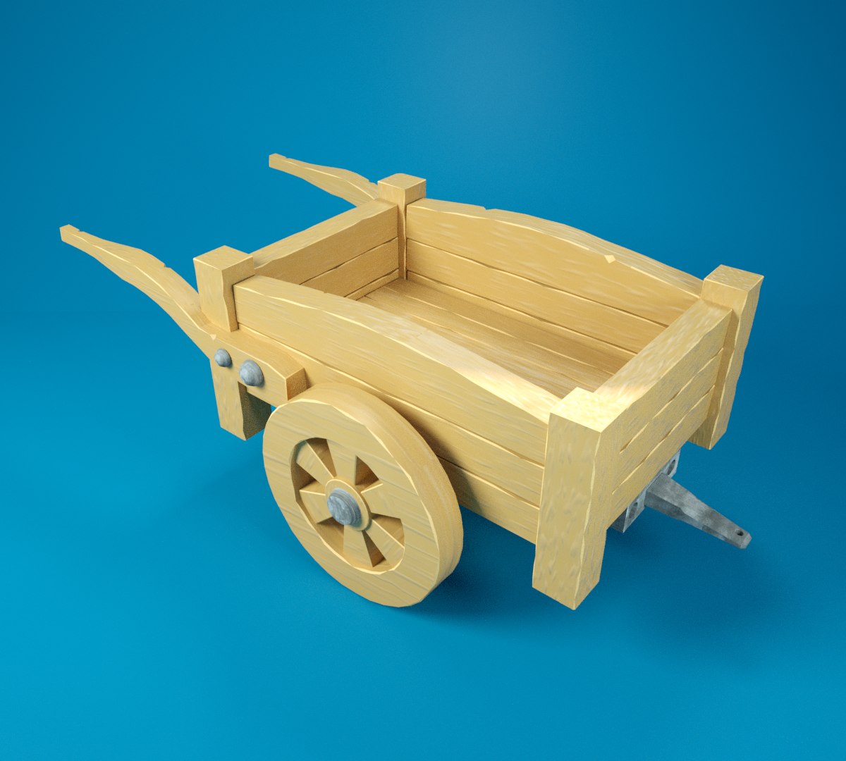 3D cartoon wooden cart - TurboSquid 1390413