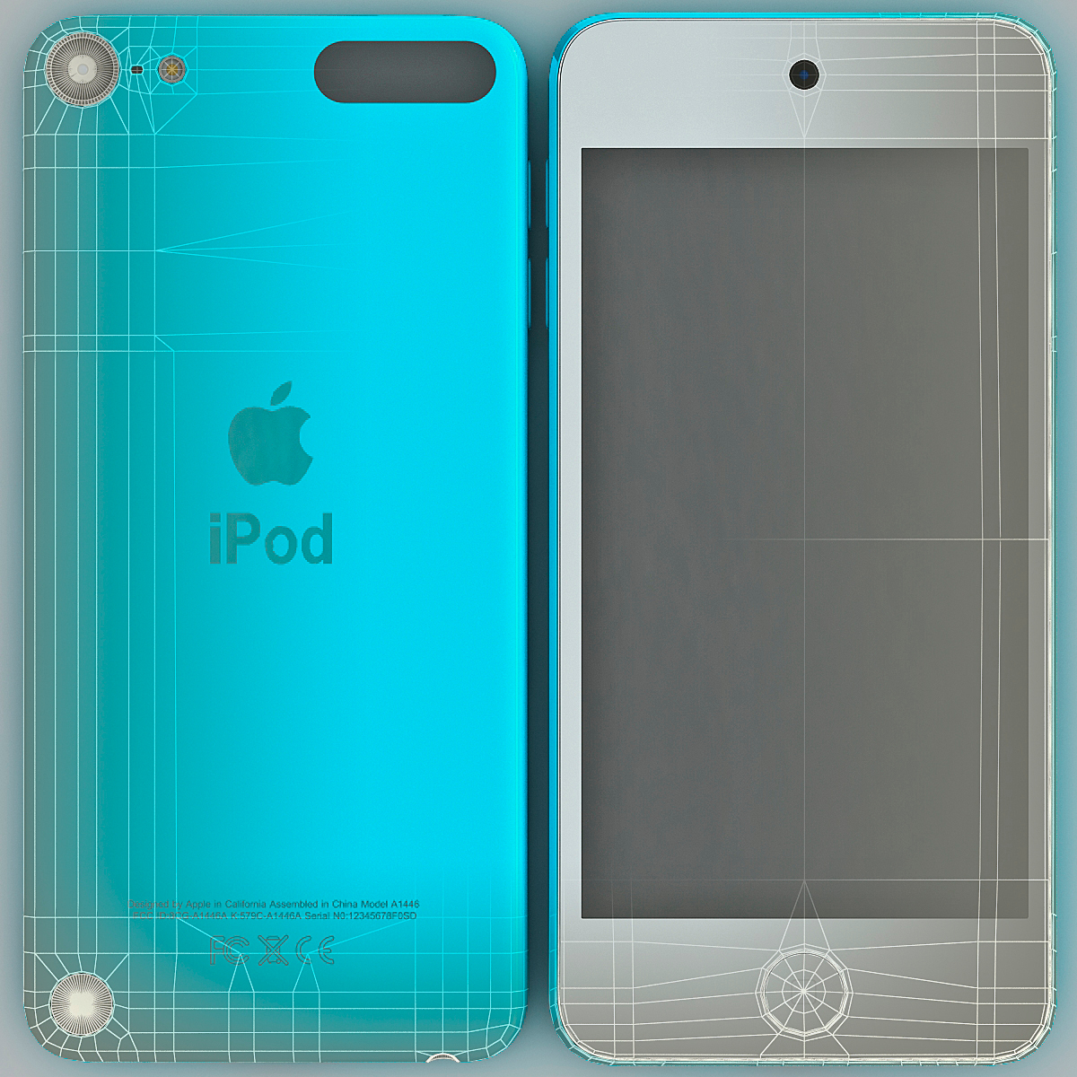 3d blue ipod touch generation model