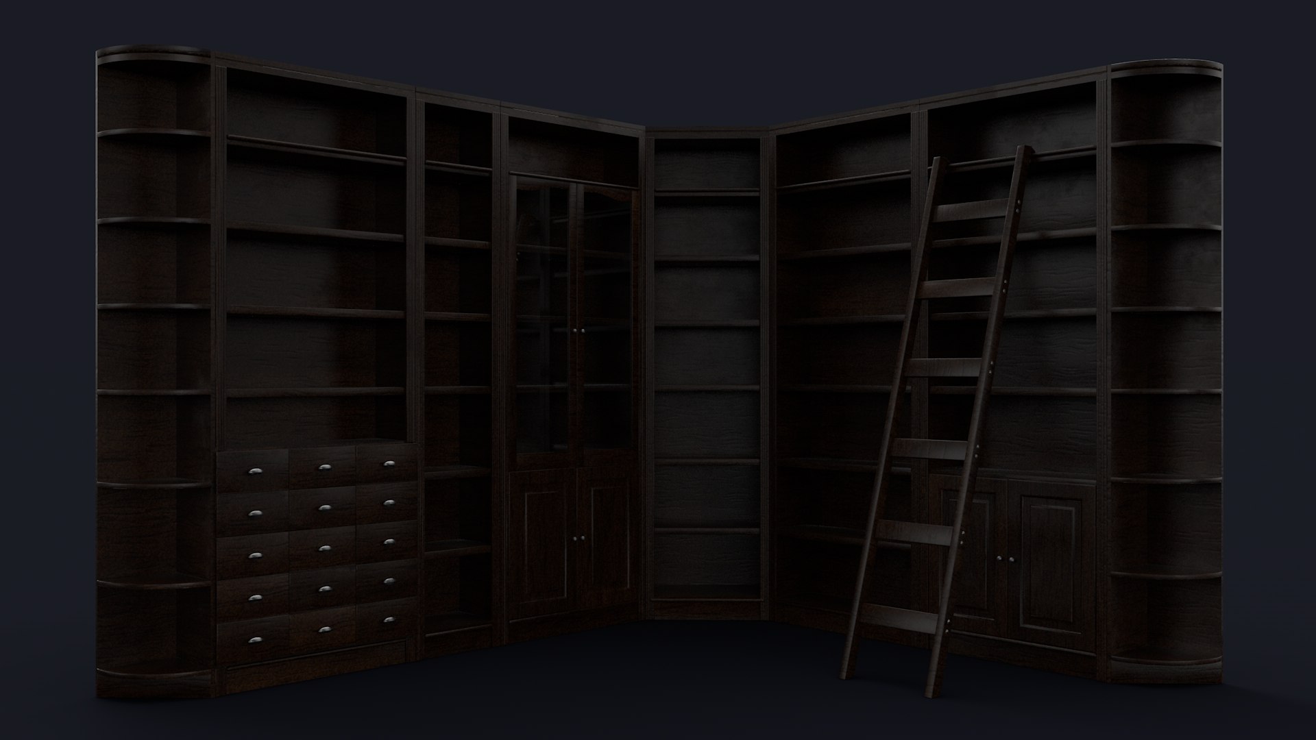 3D Bookshelves With Ladder Modular Model - TurboSquid 1809678