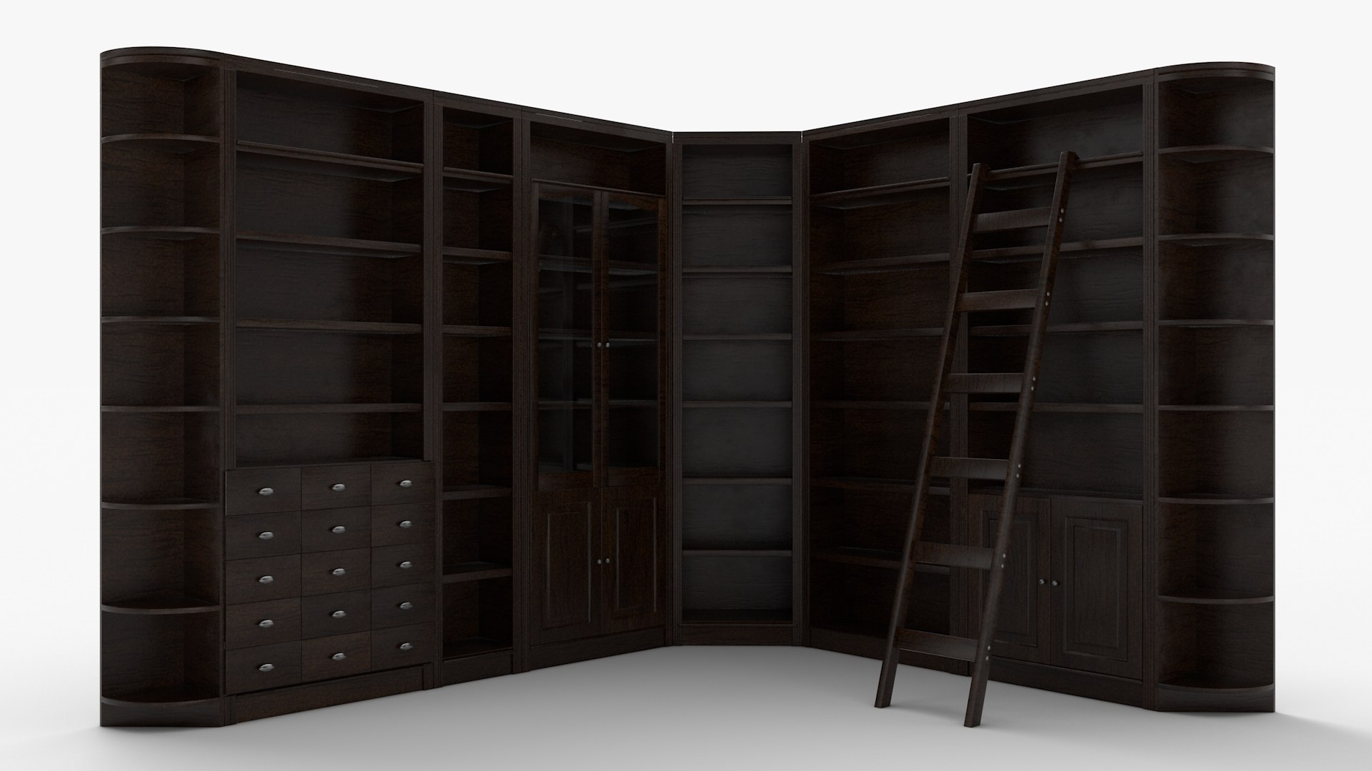 3D Bookshelves With Ladder Modular Model - TurboSquid 1809678