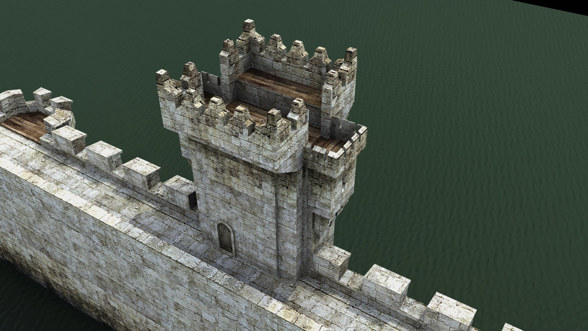 3d Medieval Castle Towers Wall Model