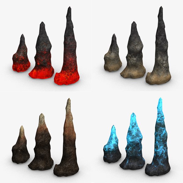 3d 25 stalagmite props cave