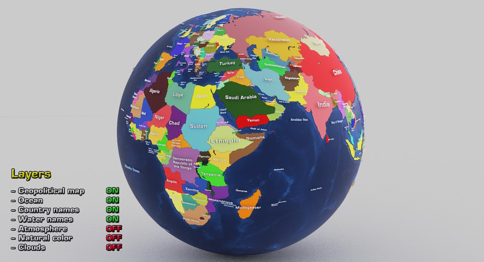 3D geopolitical earth globe 16k model - TurboSquid 1272683