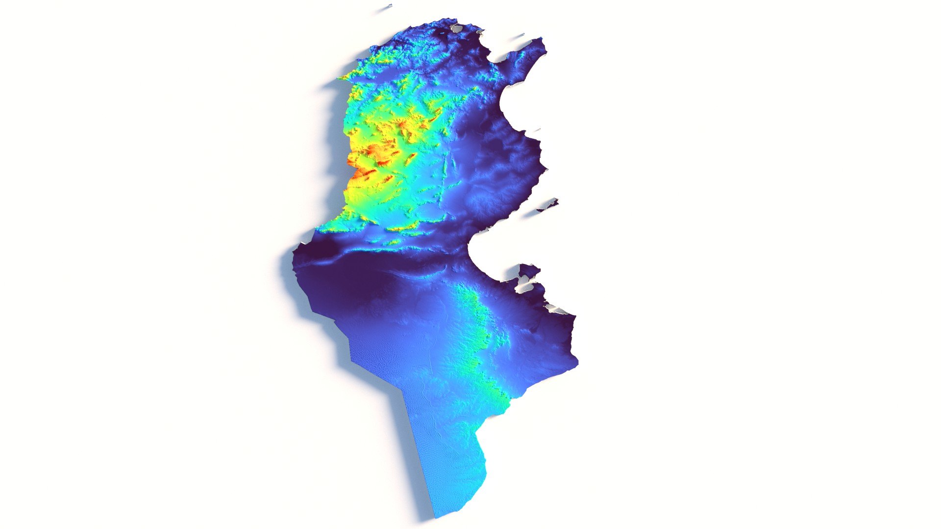 Tunisia Terrain Map 3D Model - TurboSquid 2337618