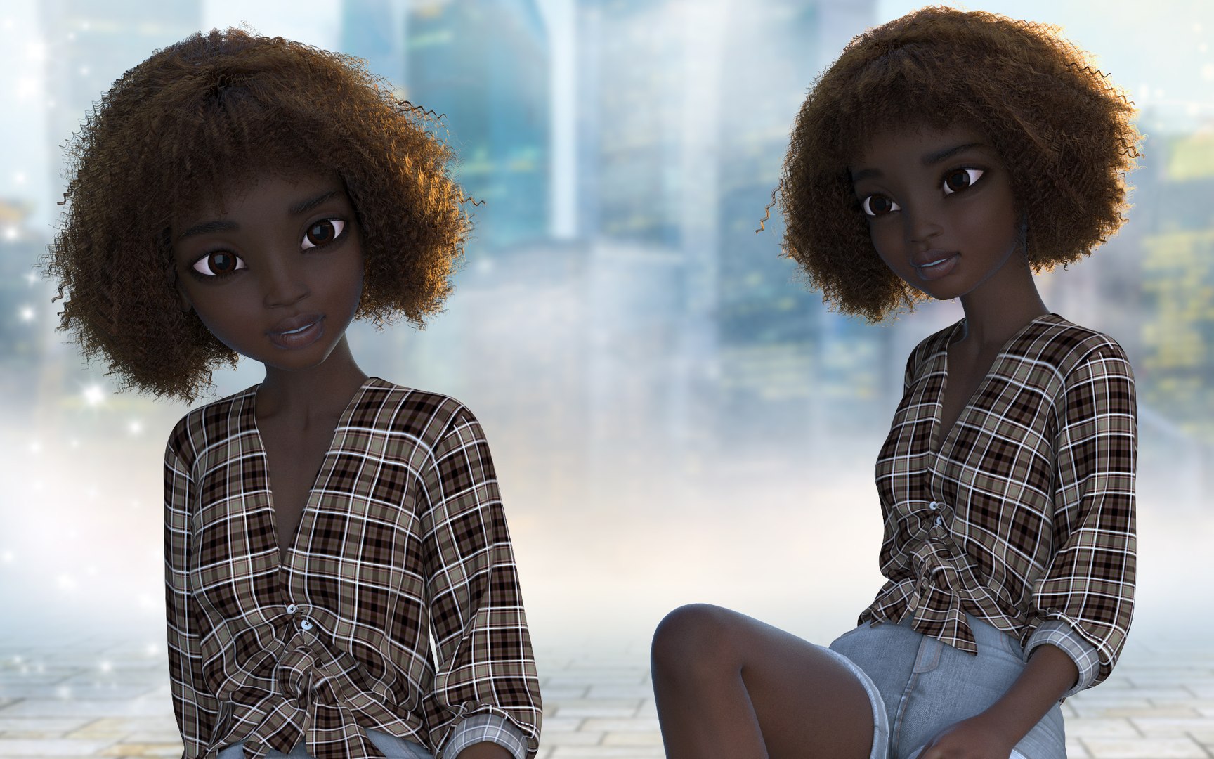 Cartoon Girl African Casual 3D Model - TurboSquid 2184428