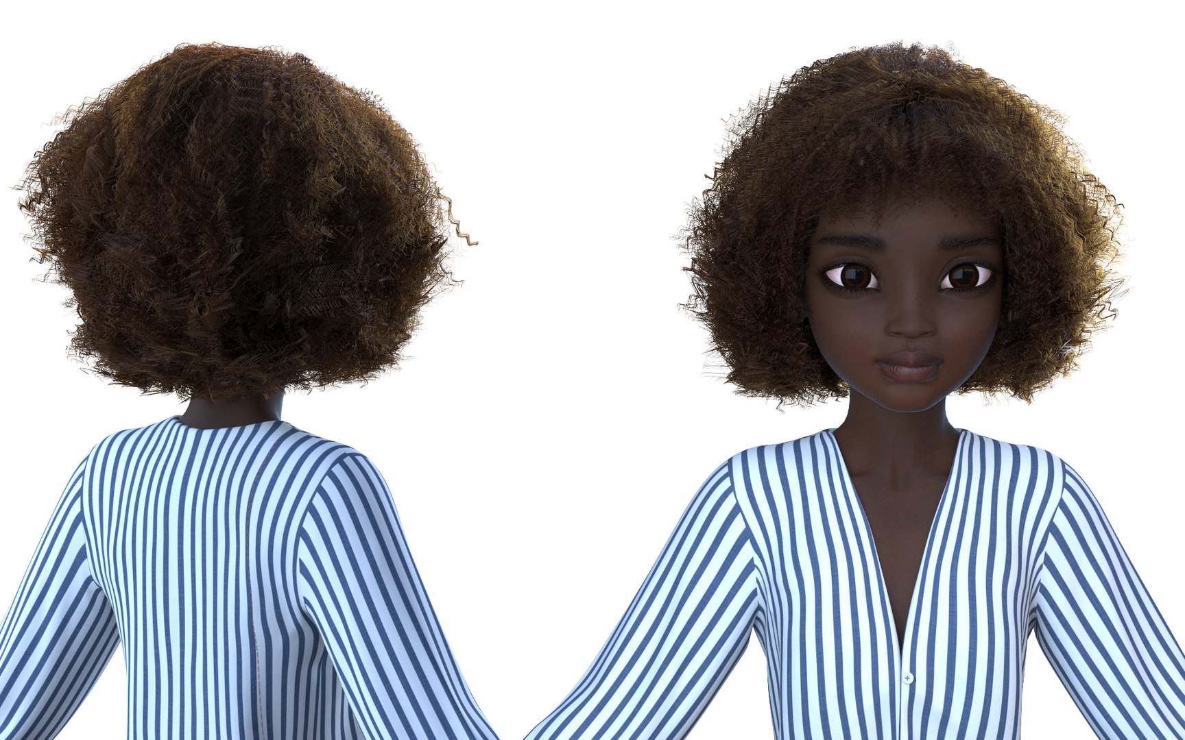 Cartoon Girl African Casual 3D Model - TurboSquid 2184428