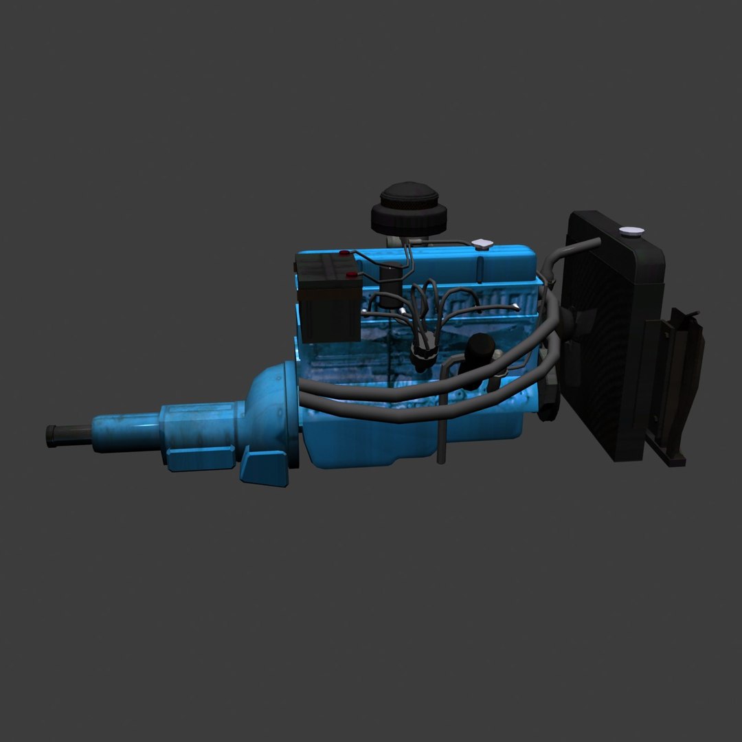 Low-poly Car Engine 3d Model