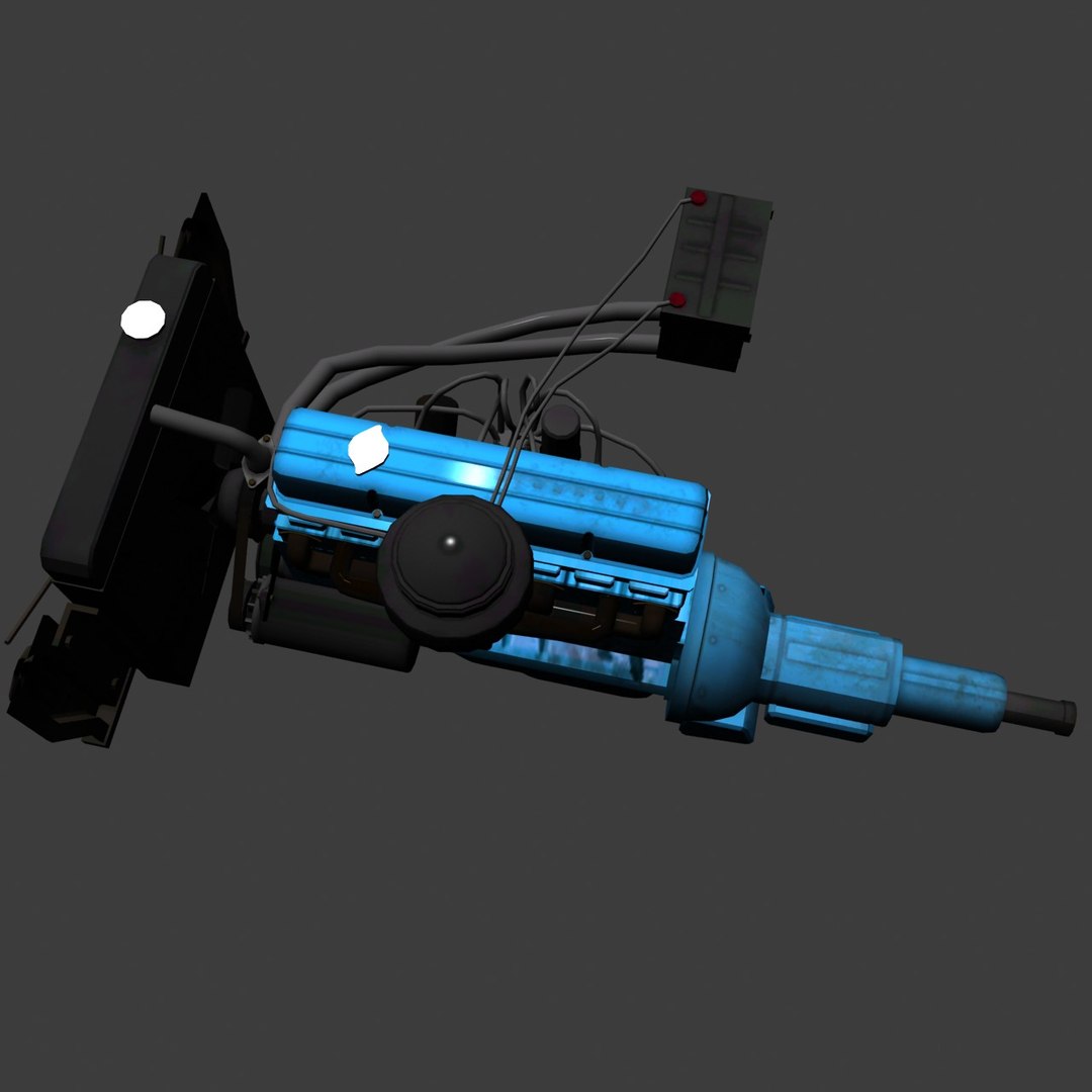 Low-poly Car Engine 3d Model
