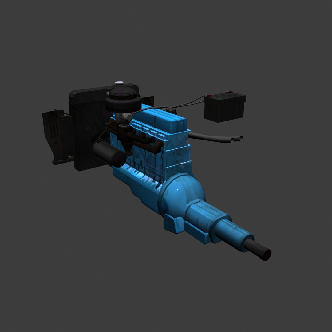 Low-poly Car Engine 3d Model