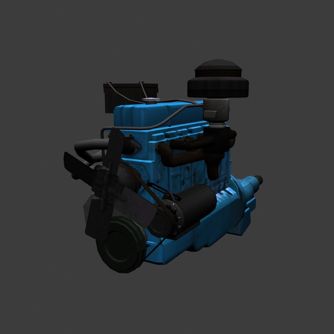 Low-poly Car Engine 3d Model