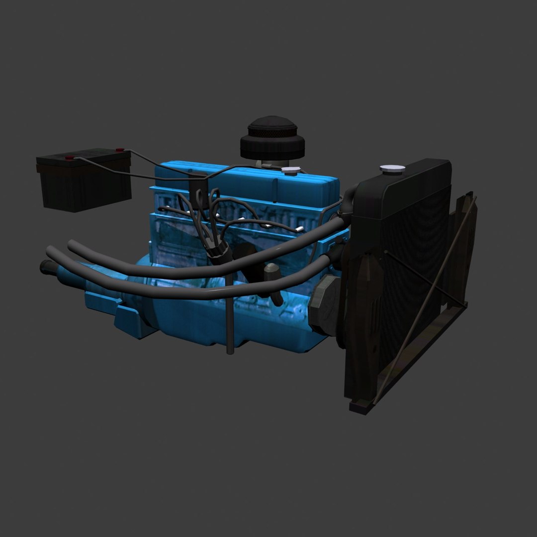 Low-poly Car Engine 3d Model