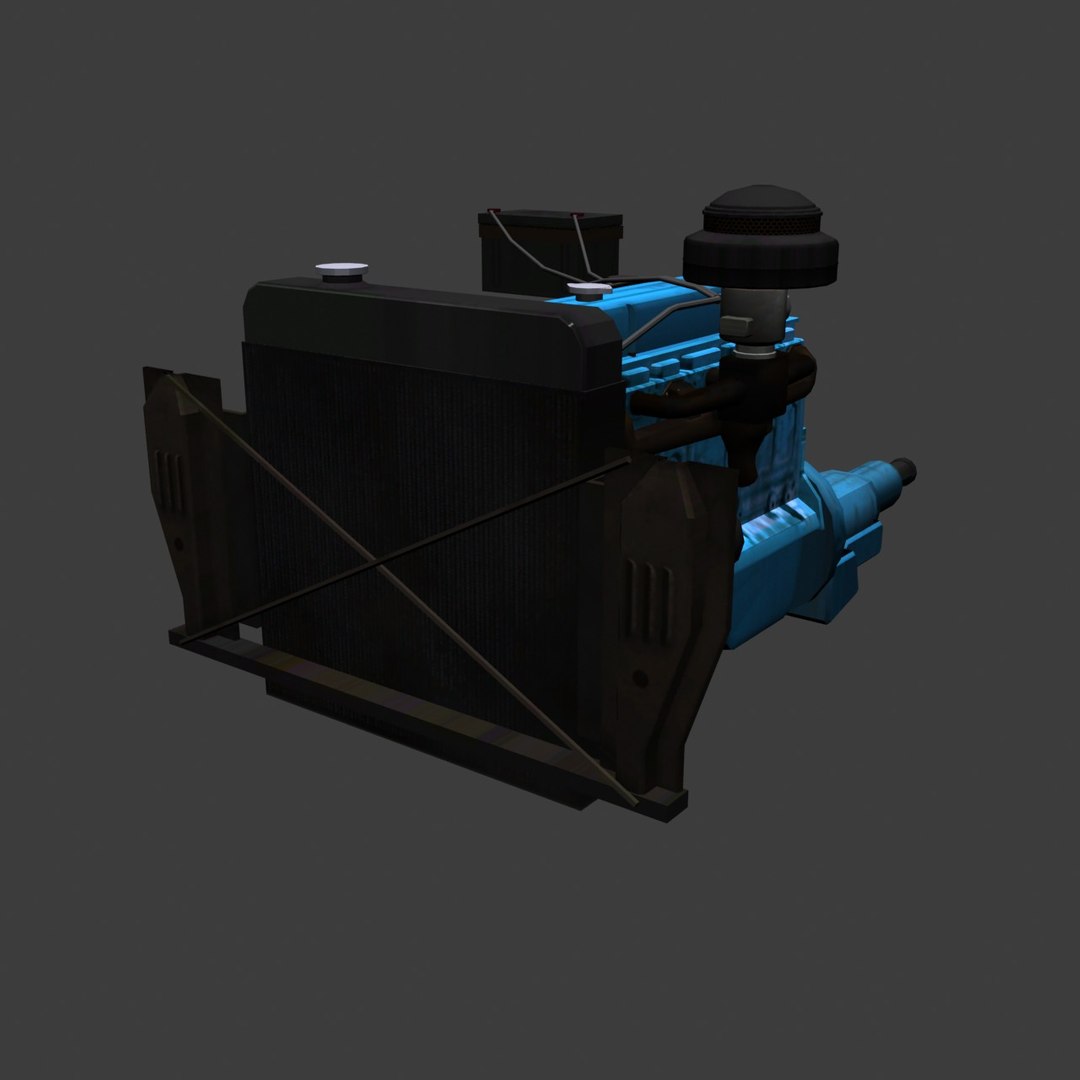 Low-poly Car Engine 3d Model