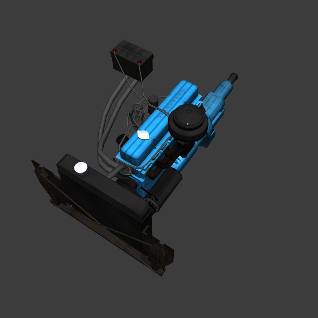 Low-poly Car Engine 3d Model