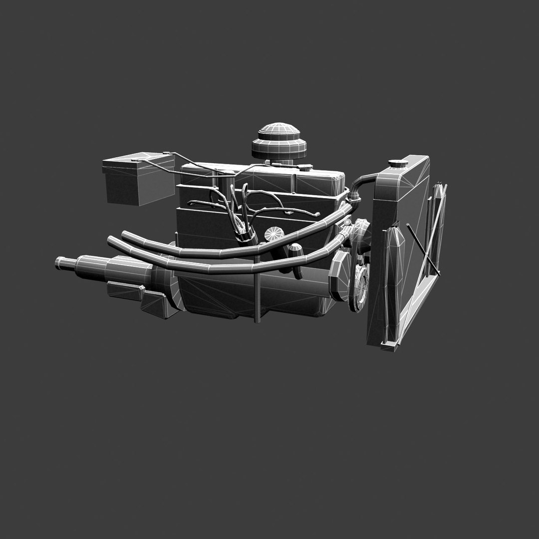 Low-poly Car Engine 3d Model