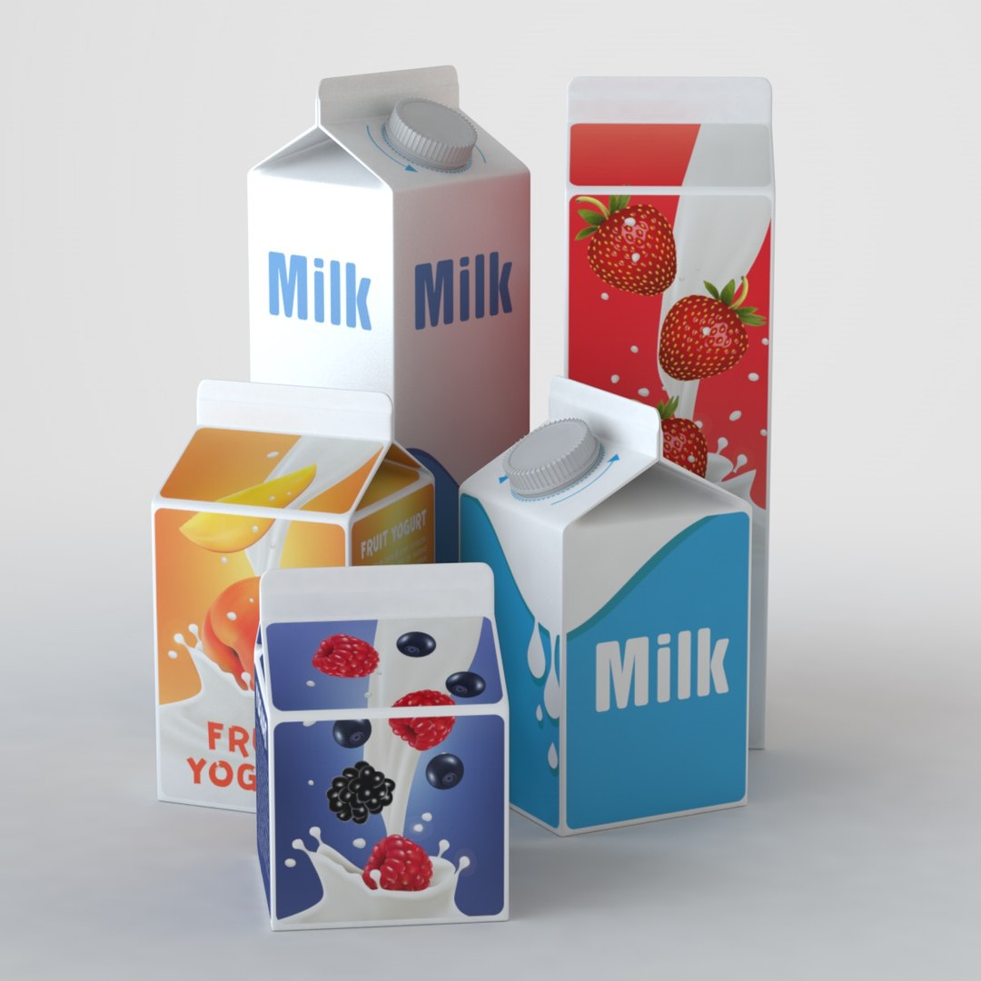 3d milk packages contains model