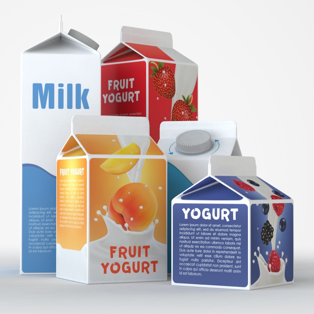 3d milk packages contains model
