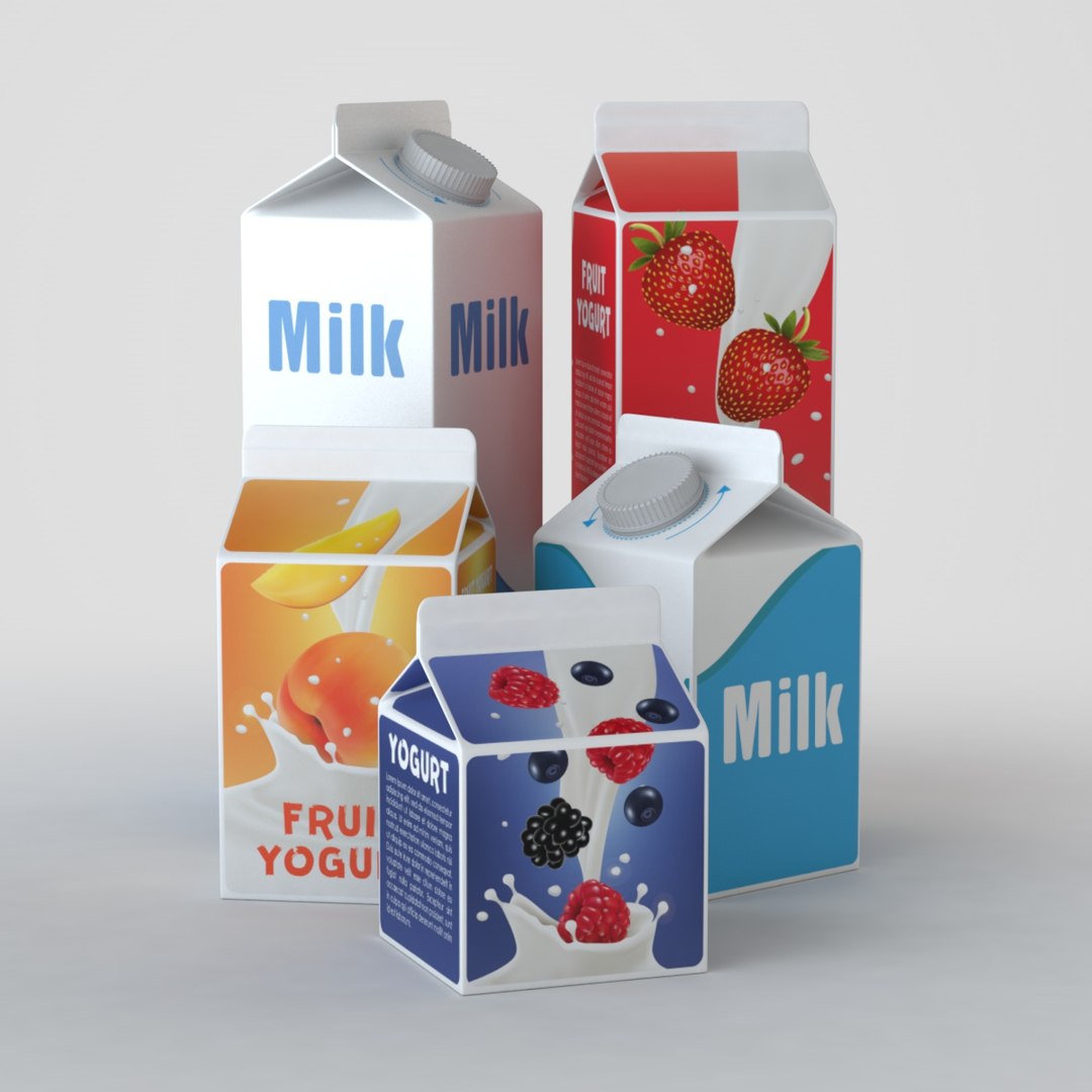 3d milk packages contains model
