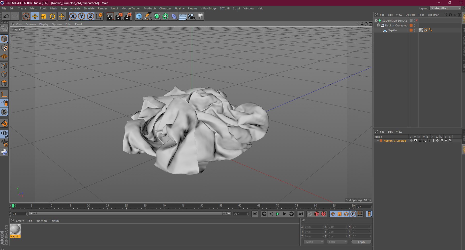 Napkin Crumpled 3D Model - TurboSquid 2238939