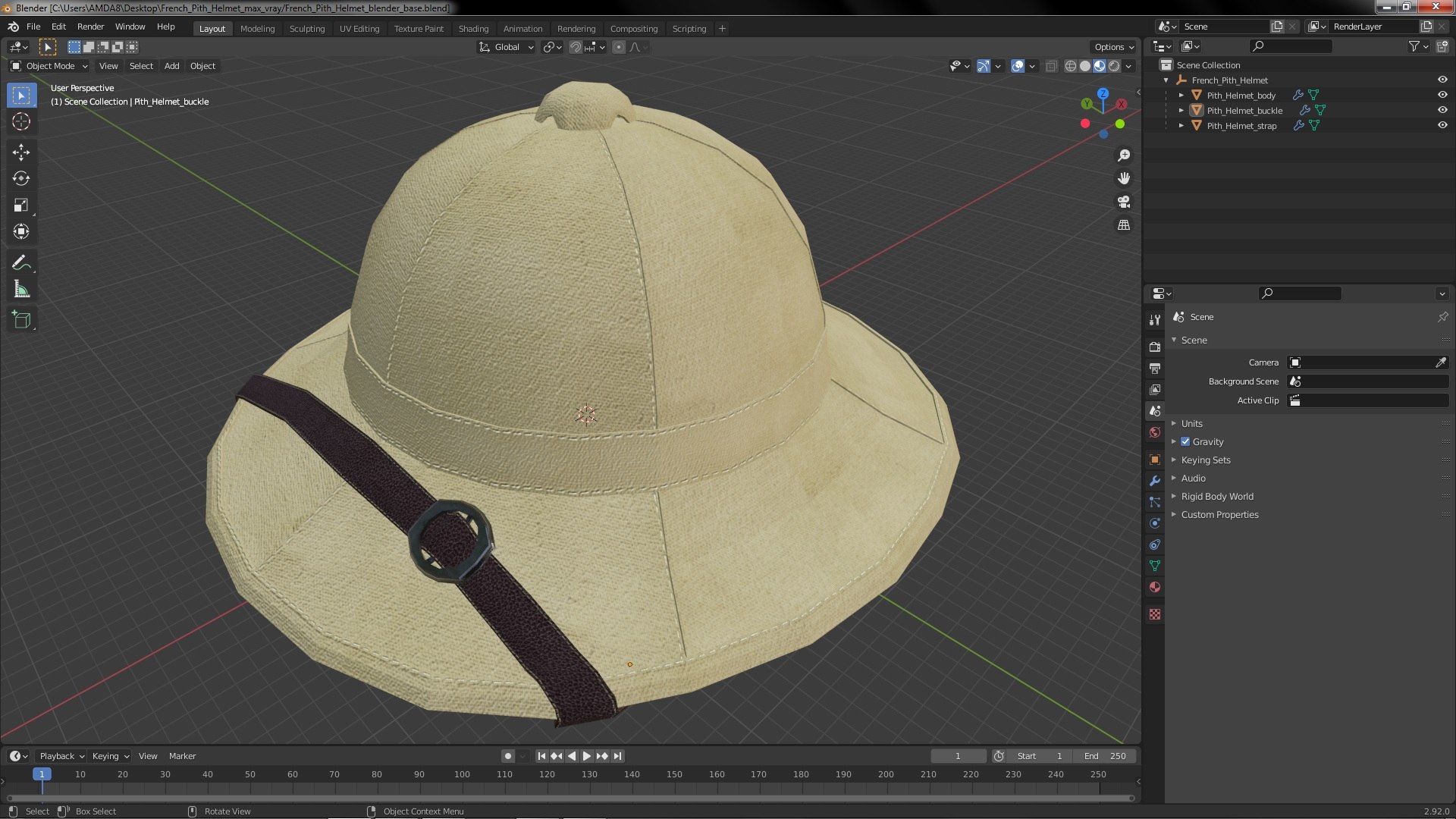 French Pith Helmet model - TurboSquid 2116187