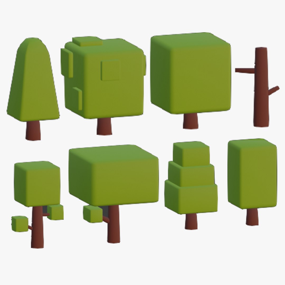 PACK OF 8 CUTE TREES 3D - TurboSquid 2150320