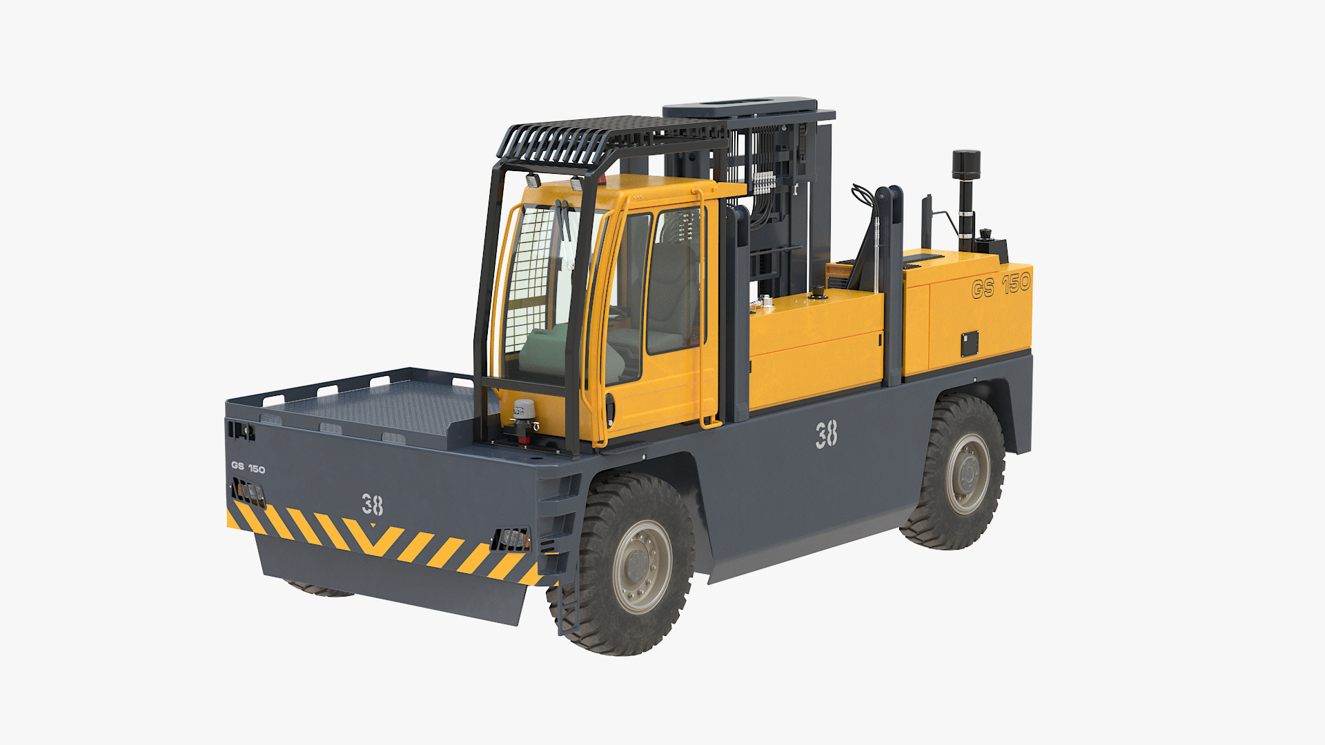 3D Model Baumann GS 150 Forklift Truck Side Loading Yellow Rigged For ...