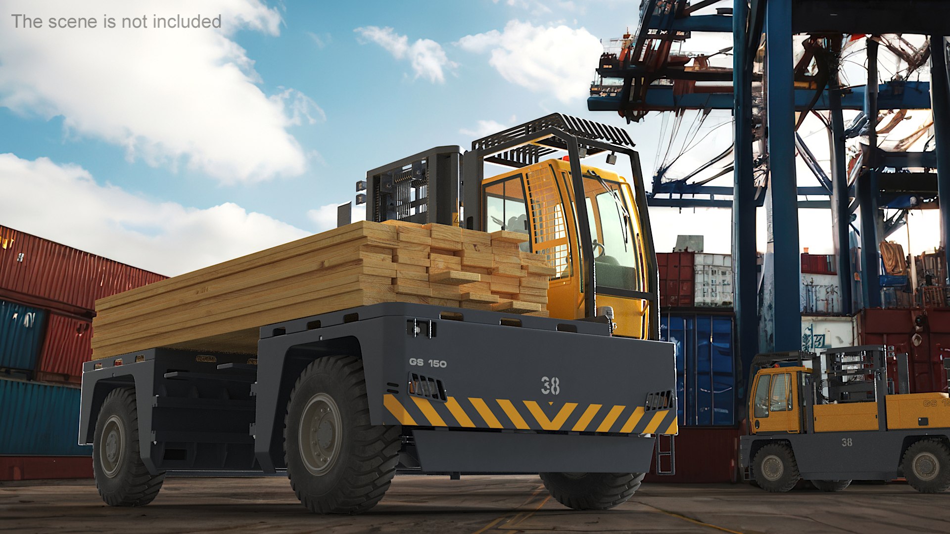 3D Model Baumann GS 150 Forklift Truck Side Loading Yellow Rigged For ...