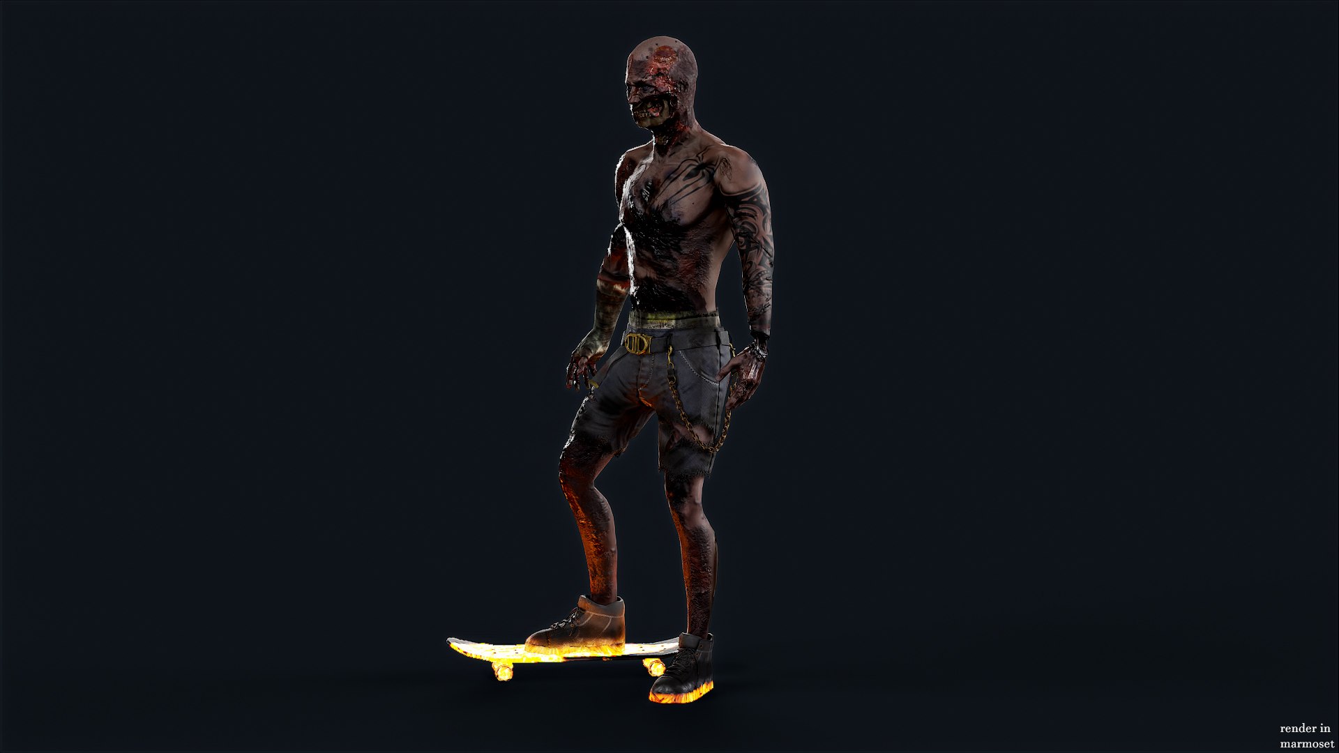 PUNK UNDEAD SKATEBOARDER 3 3D - TurboSquid 2344065