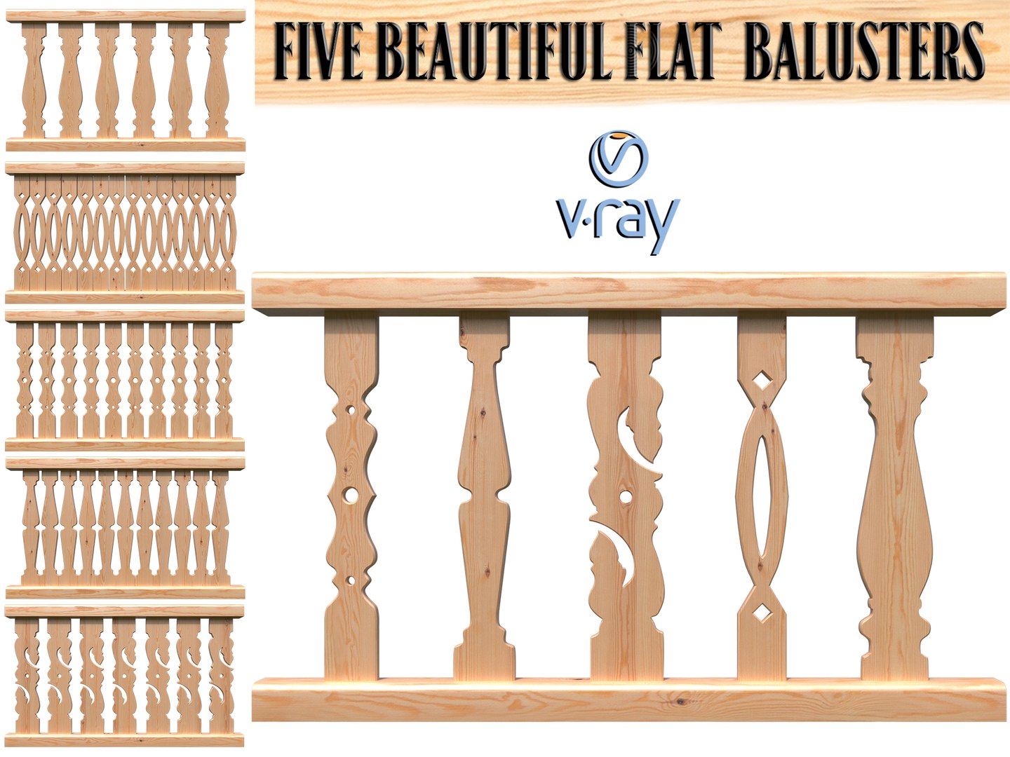 Beautiful Flat Balusters 3D Model - TurboSquid 1712423