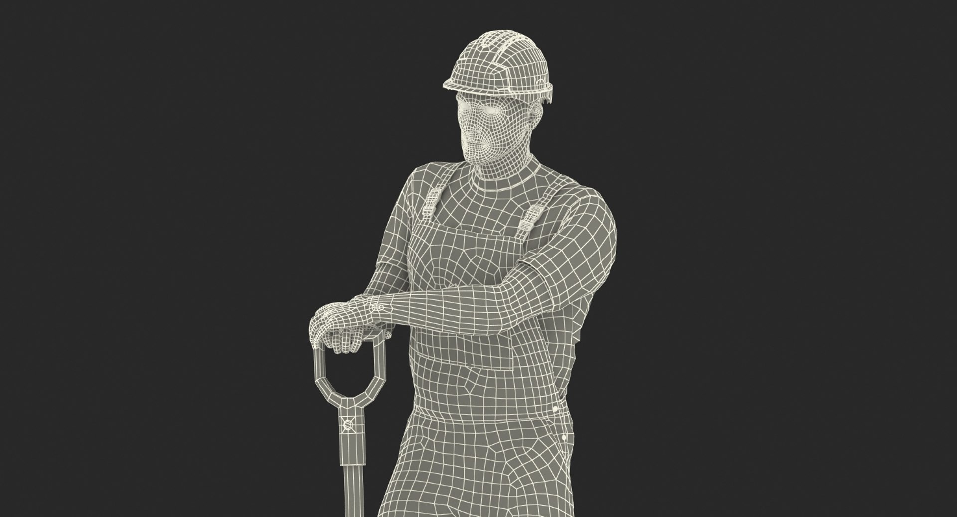 Construction worker stand shovel 3D model - TurboSquid 1276061
