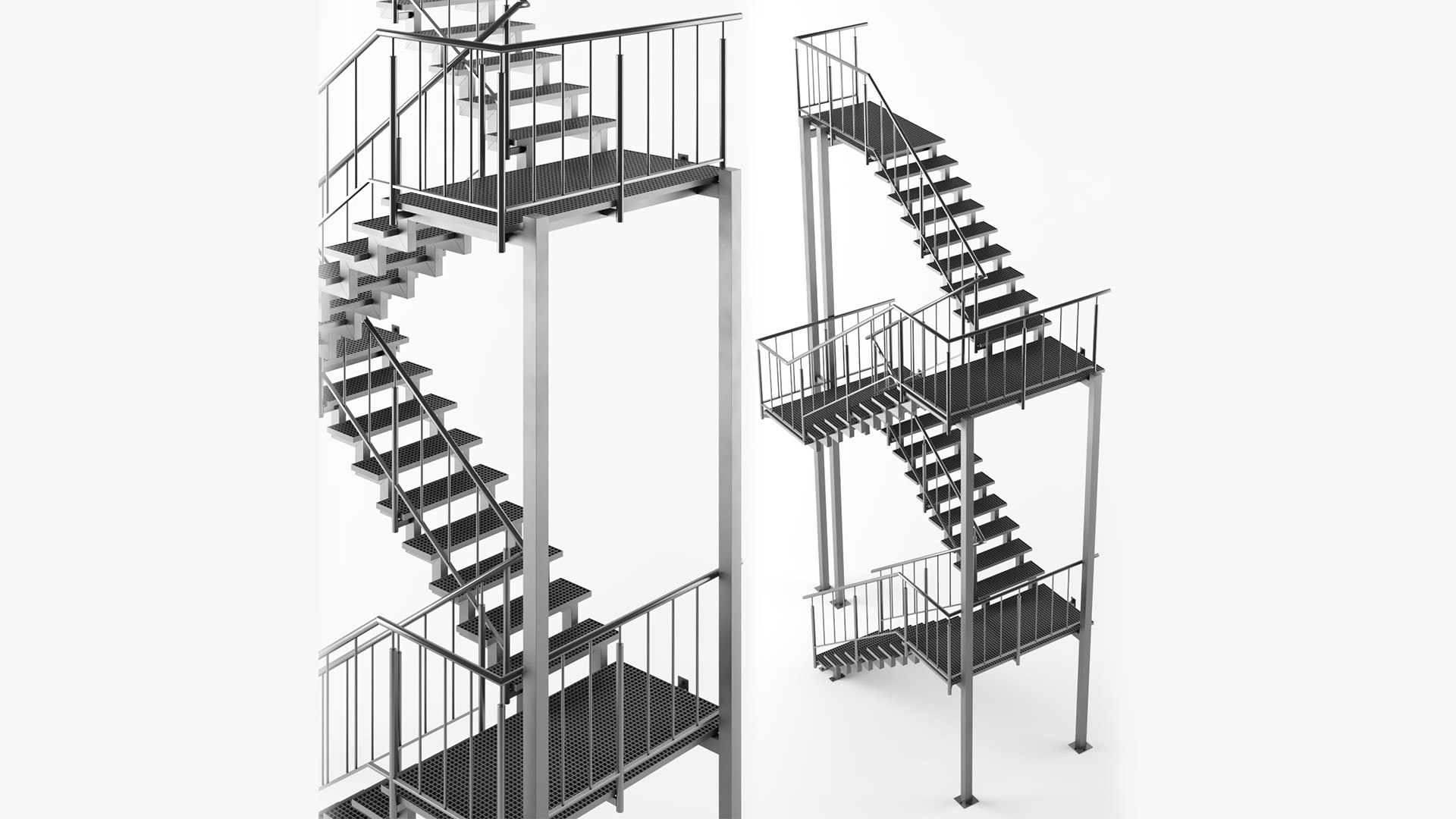 3D Metal Outdoor Stair - TurboSquid 1841416