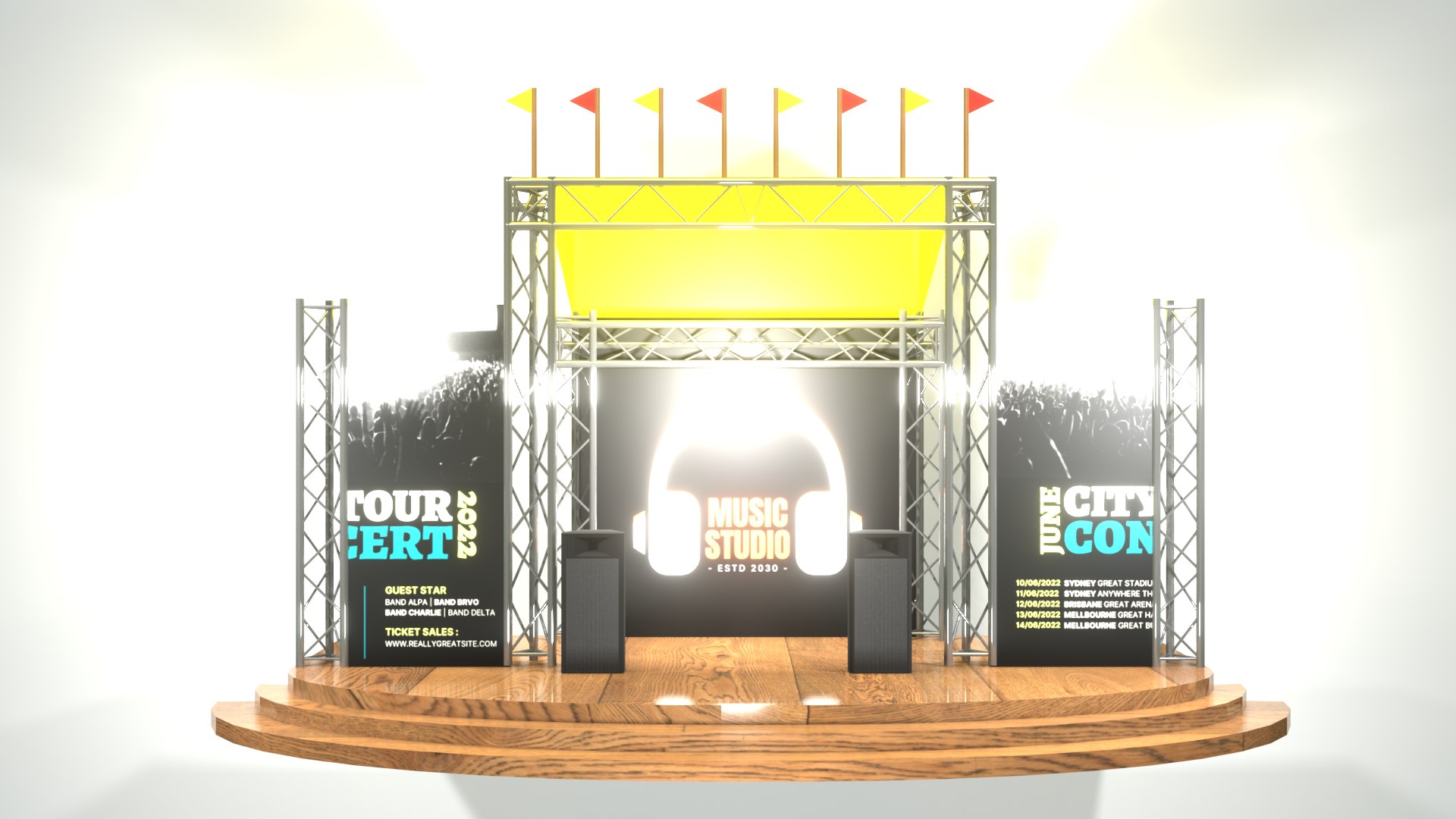 3D Model A Stage With Speakers And Signs - TurboSquid 2235744