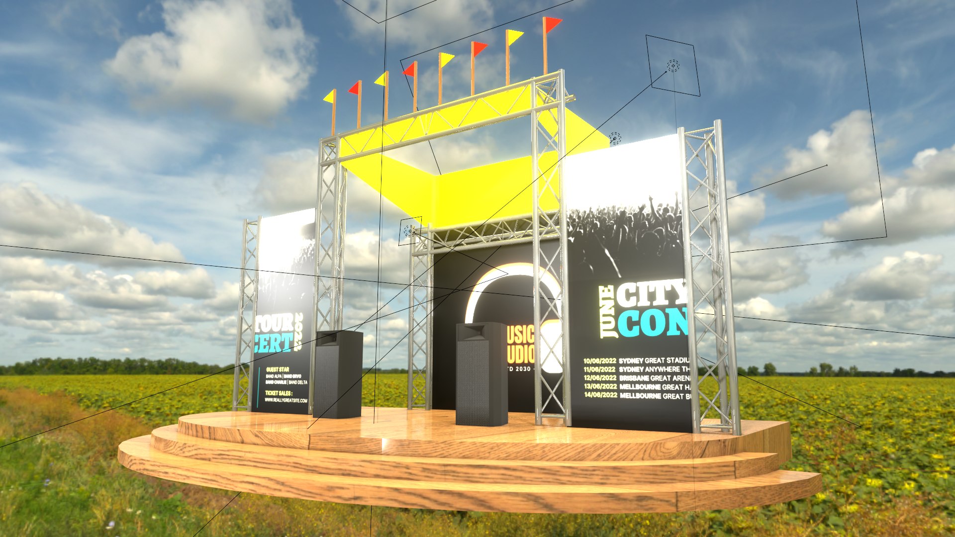 3D Model A Stage With Speakers And Signs - TurboSquid 2235744