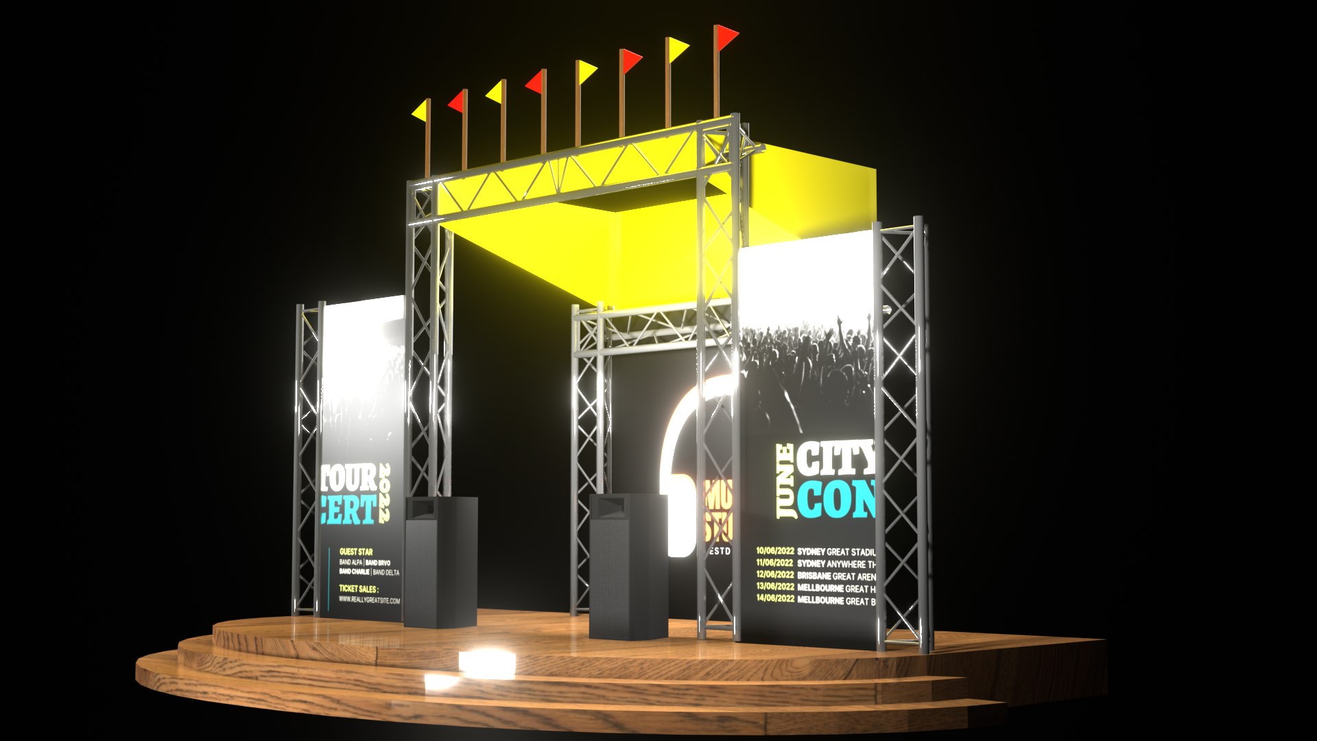 3D Model A Stage With Speakers And Signs - TurboSquid 2235744