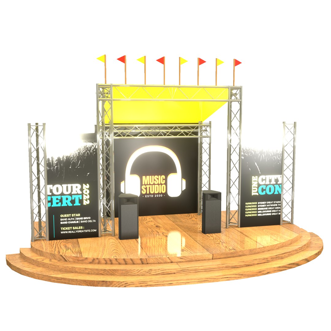 3D Model A Stage With Speakers And Signs - TurboSquid 2235744