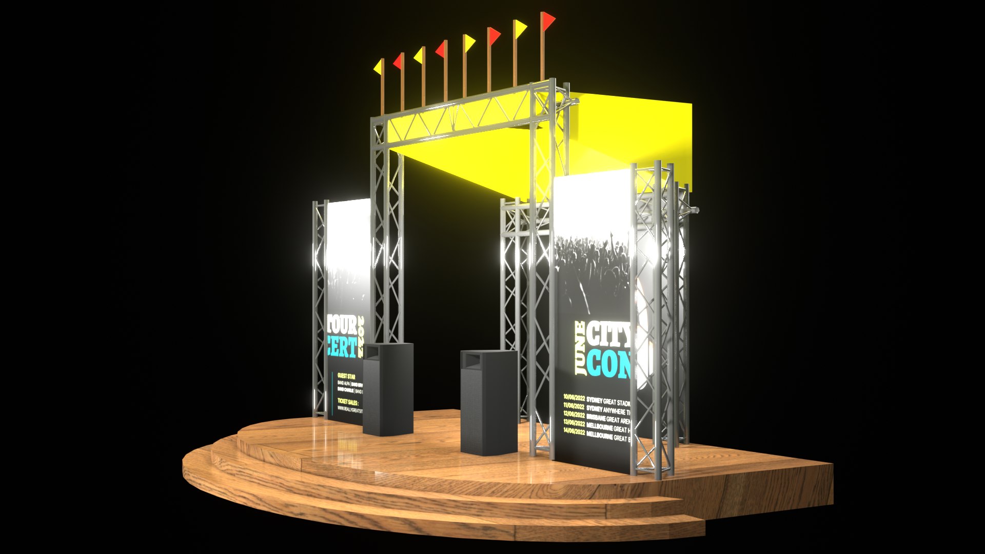 3D Model A Stage With Speakers And Signs - TurboSquid 2235744