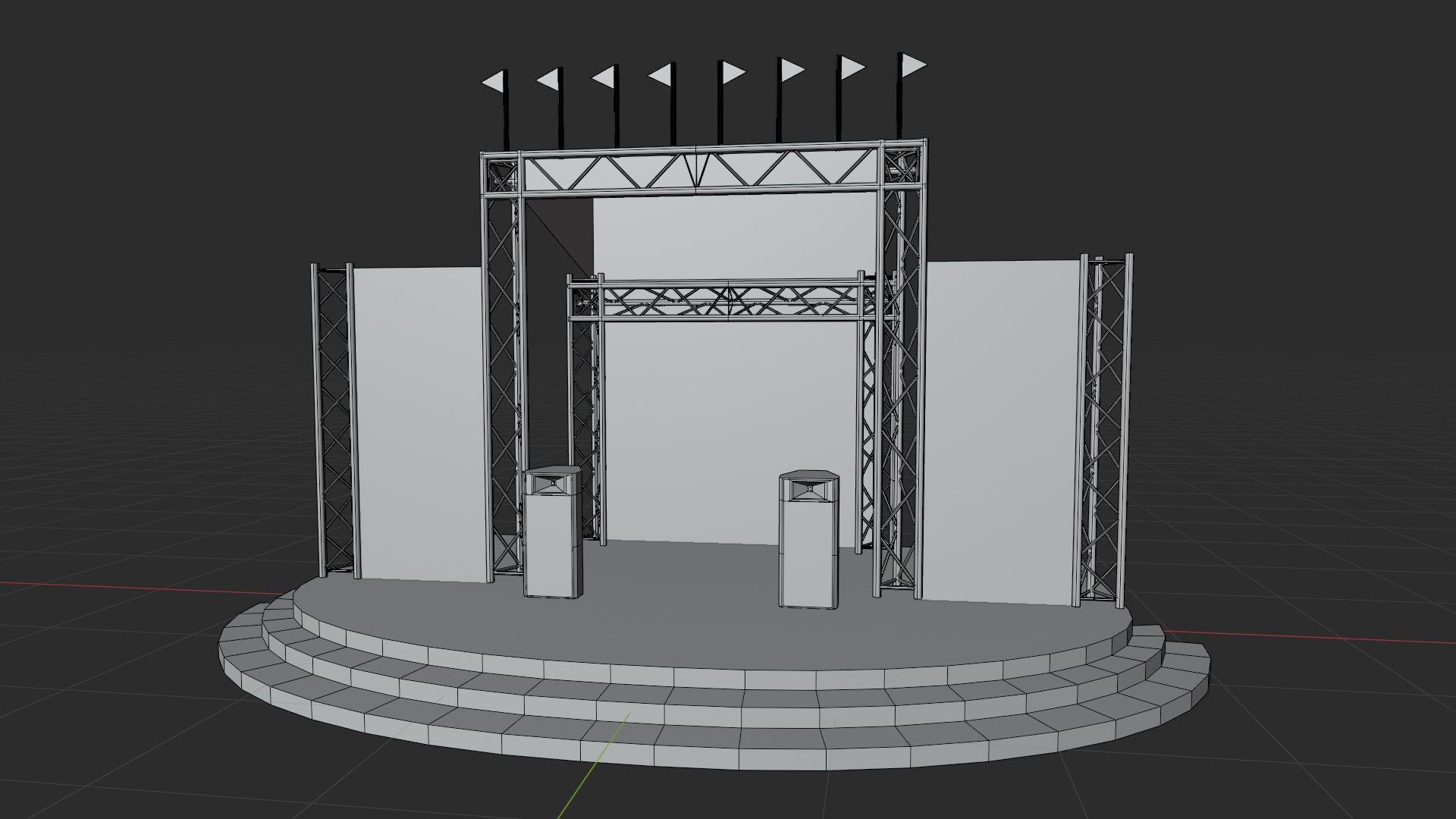 3D Model A Stage With Speakers And Signs - TurboSquid 2235744