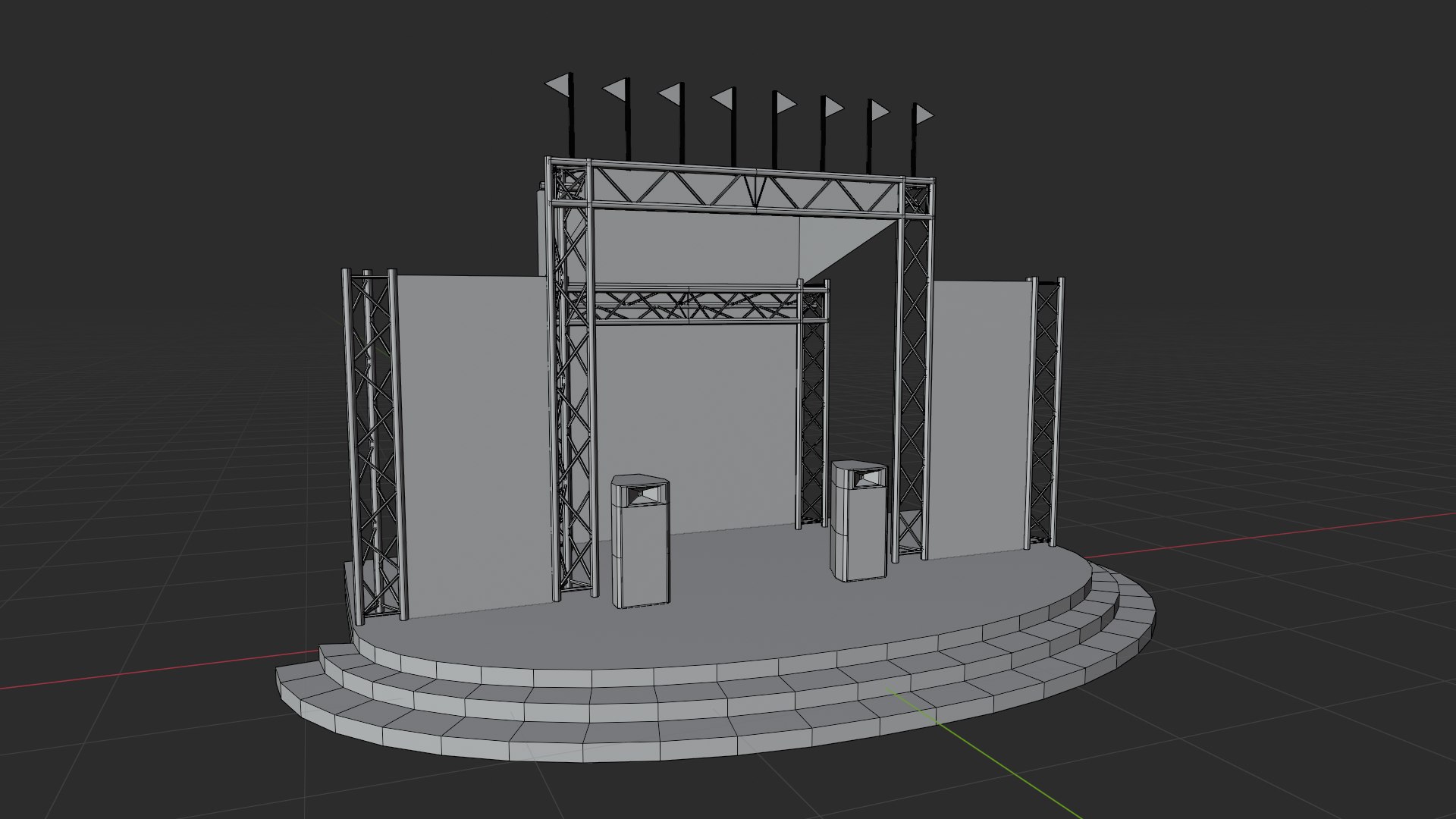 3D Model A Stage With Speakers And Signs - TurboSquid 2235744