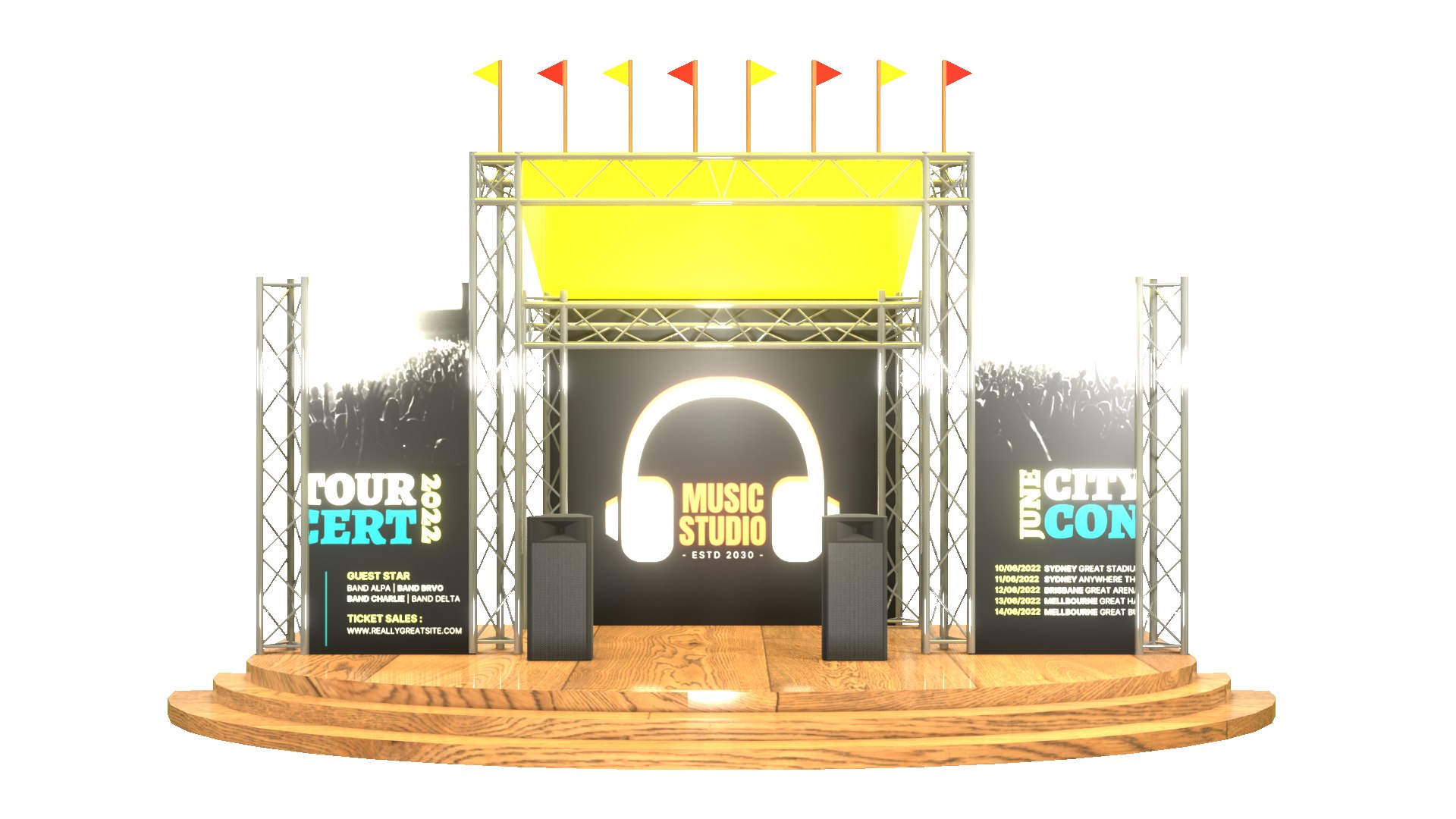 3D Model A Stage With Speakers And Signs - TurboSquid 2235744