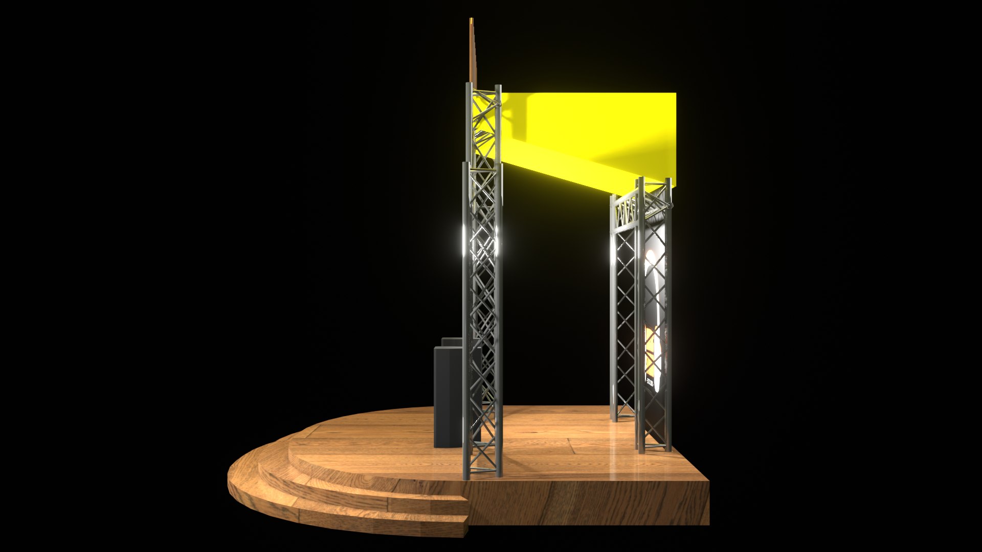3D Model A Stage With Speakers And Signs - TurboSquid 2235744