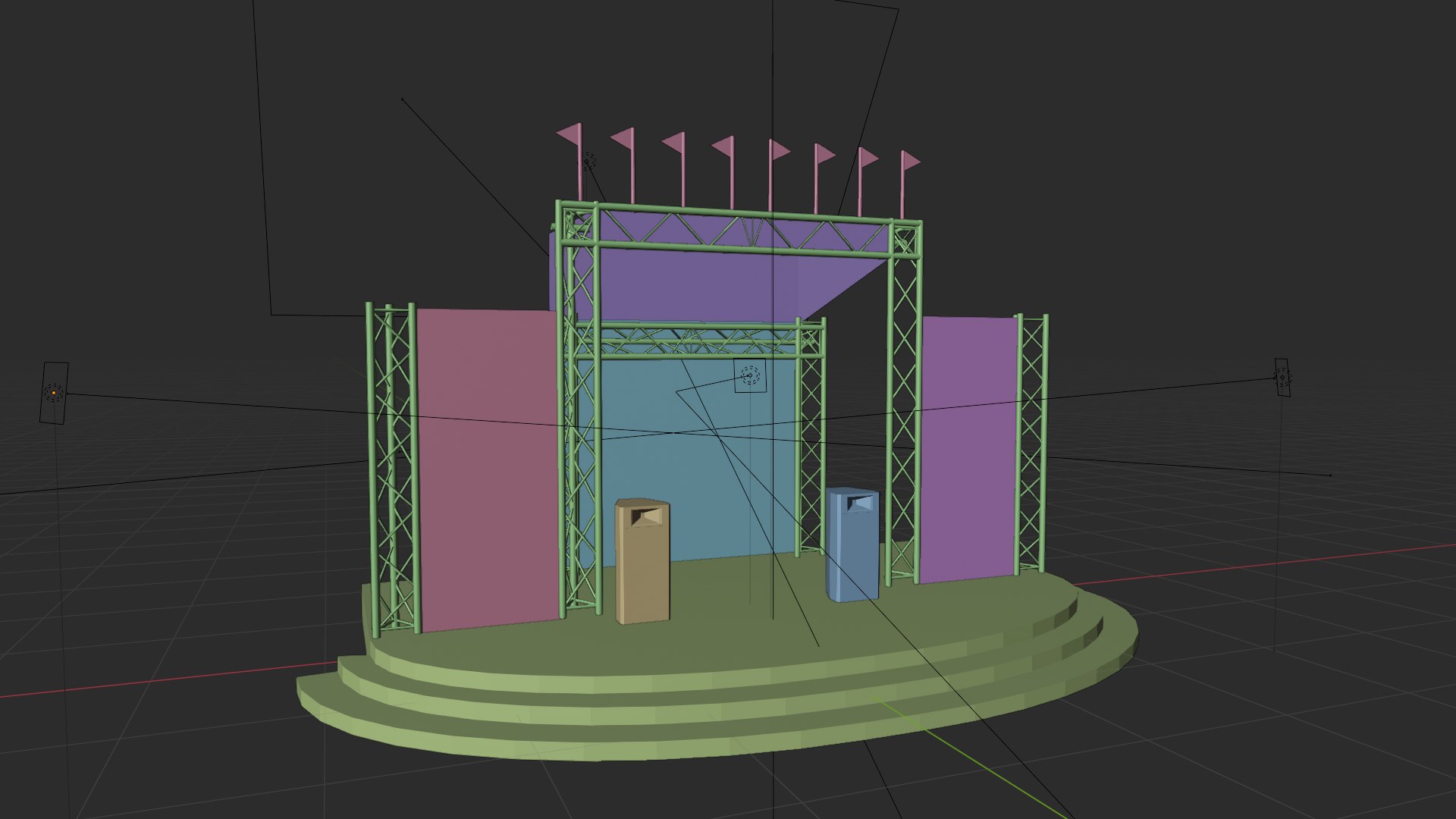3D Model A Stage With Speakers And Signs - TurboSquid 2235744