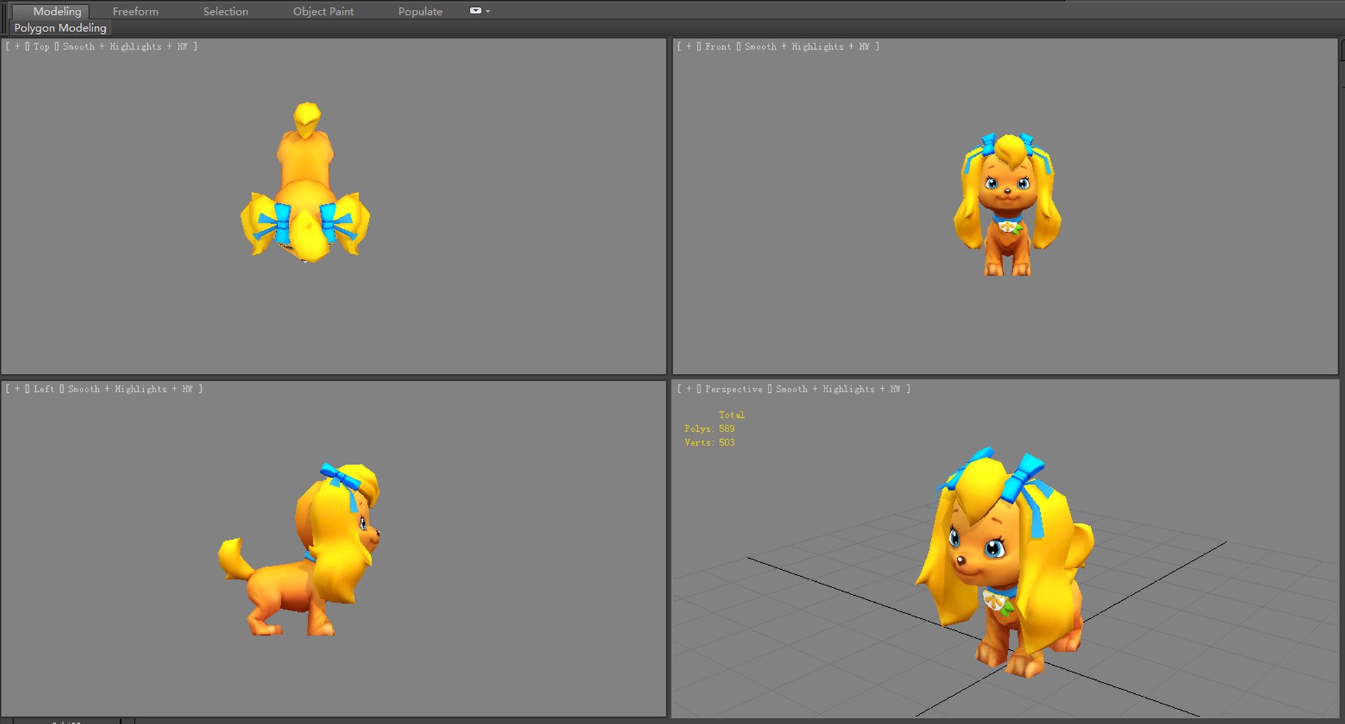 3D Cartoon puppy - yellow female dog - Pet dog - TurboSquid 1717215