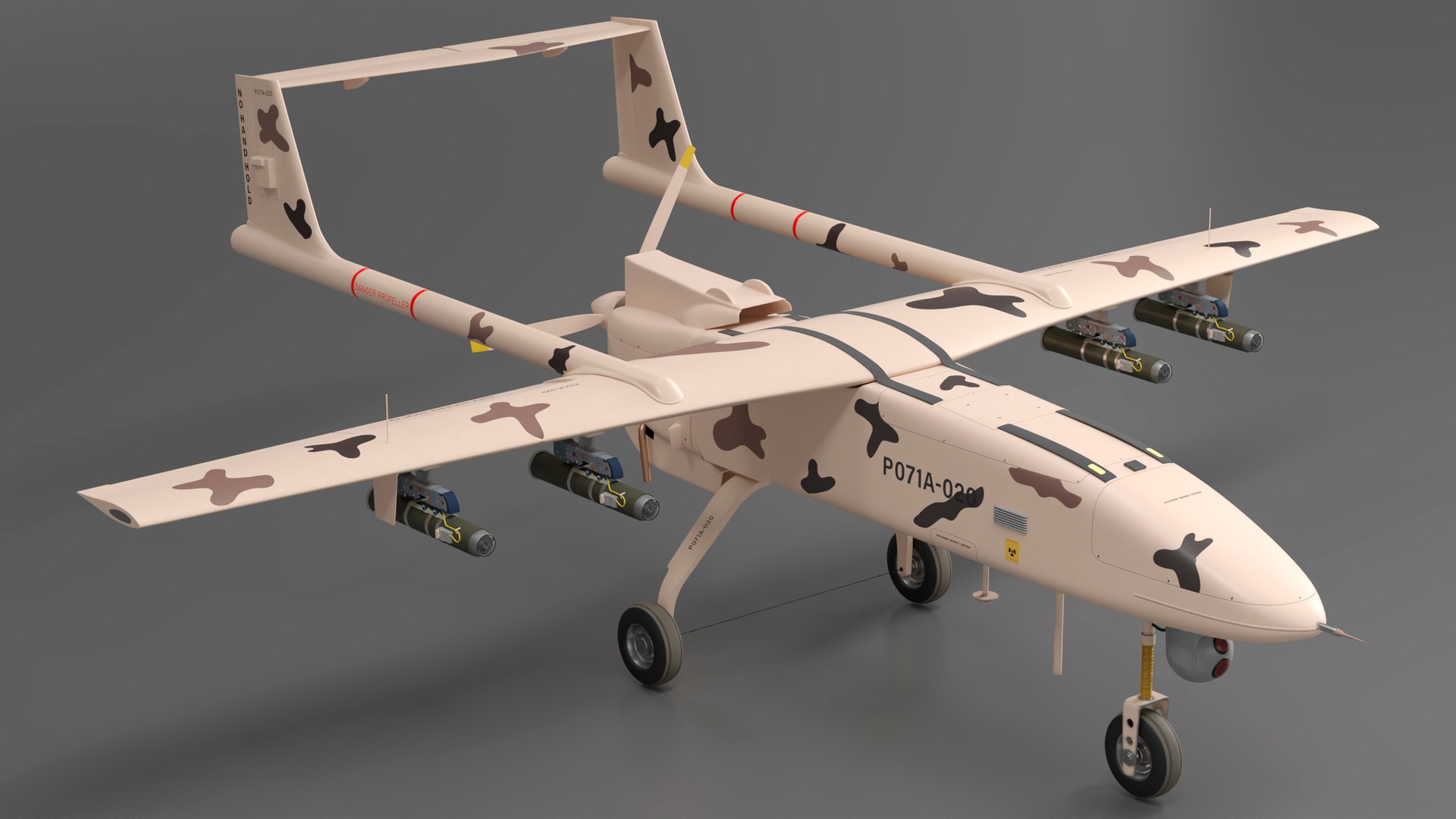 3D Camouflage Iranian Drone Mohajer-6 With Camera - TurboSquid 2287640