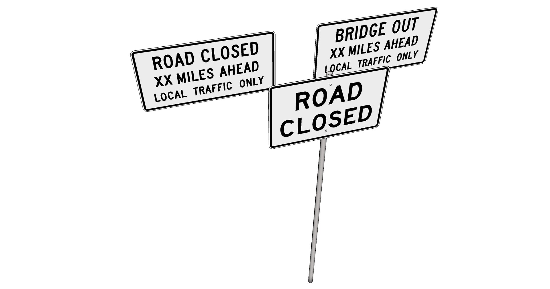 Road Sign Series Closed 3D - TurboSquid 1383187