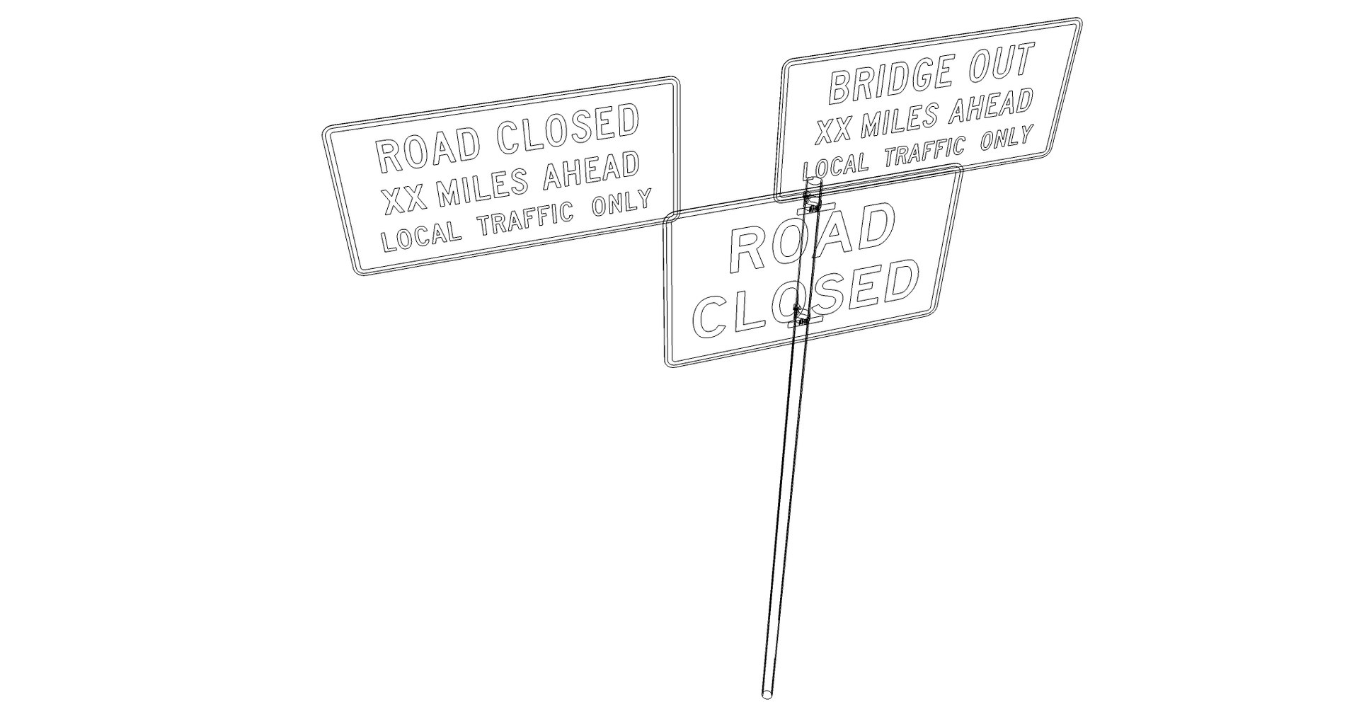 Road Sign Series Closed 3D - TurboSquid 1383187