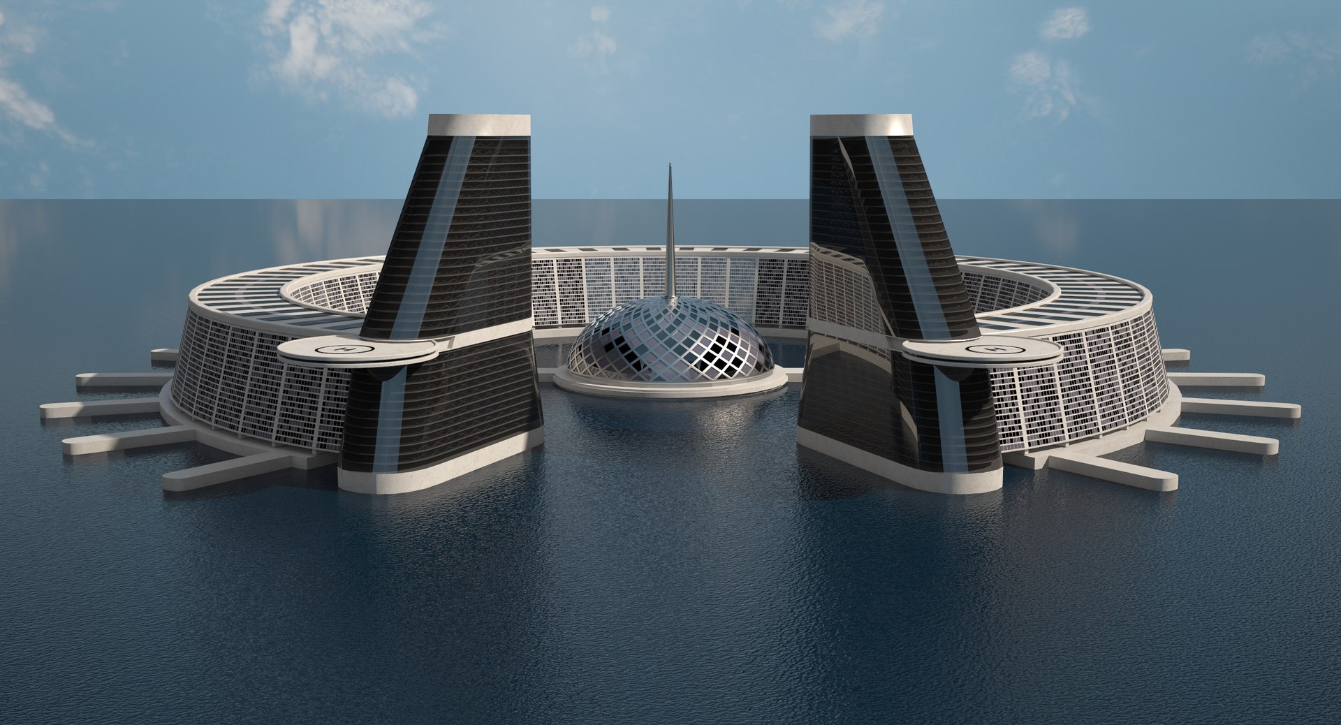 3D sci-fi building complex - TurboSquid 1366433