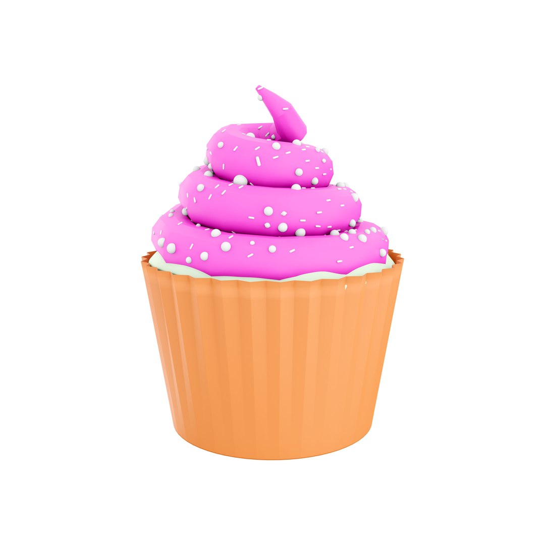 3d Cute Pink Cupcake Icon 3D Model - TurboSquid 2044236