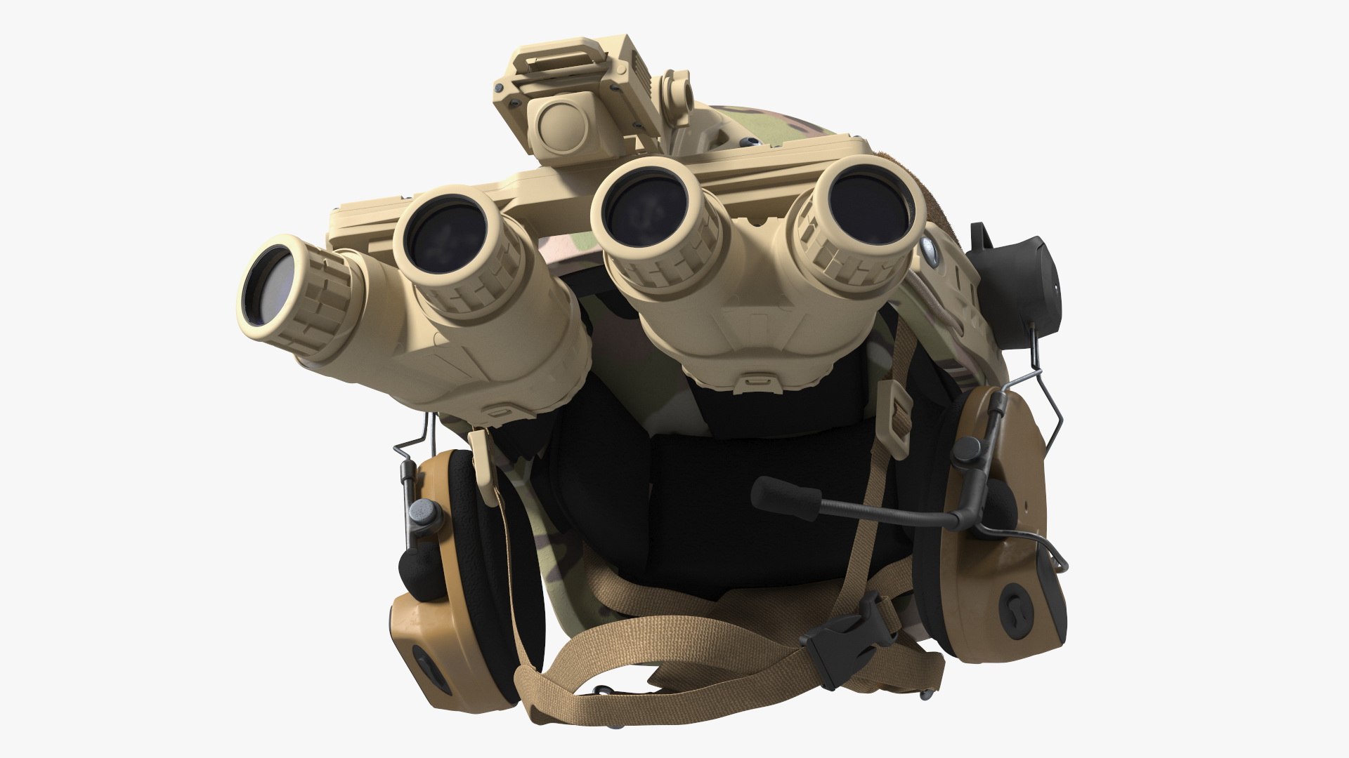 Helmet With Night Vision Goggles Green Camo Fur For Cinema 4D 3D Model ...