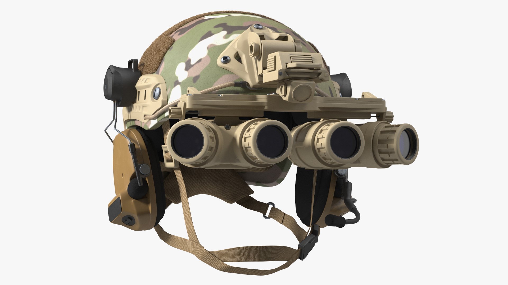 Helmet With Night Vision Goggles Green Camo Fur For Cinema 4D 3D Model ...